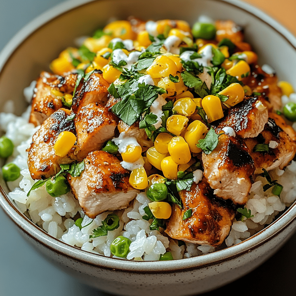 Flavor-packed Street Corn Chicken Rice Bowl