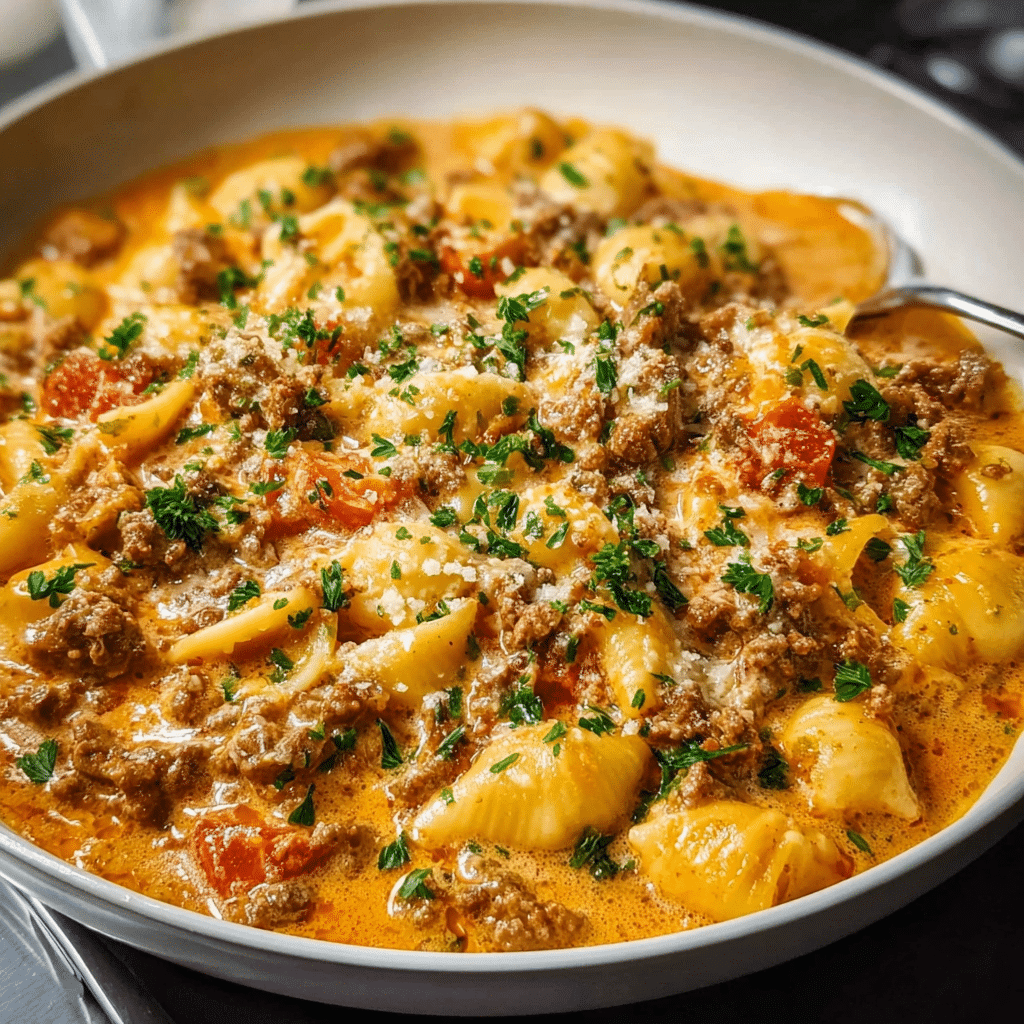 Creamy One-Pot Beef & Shells